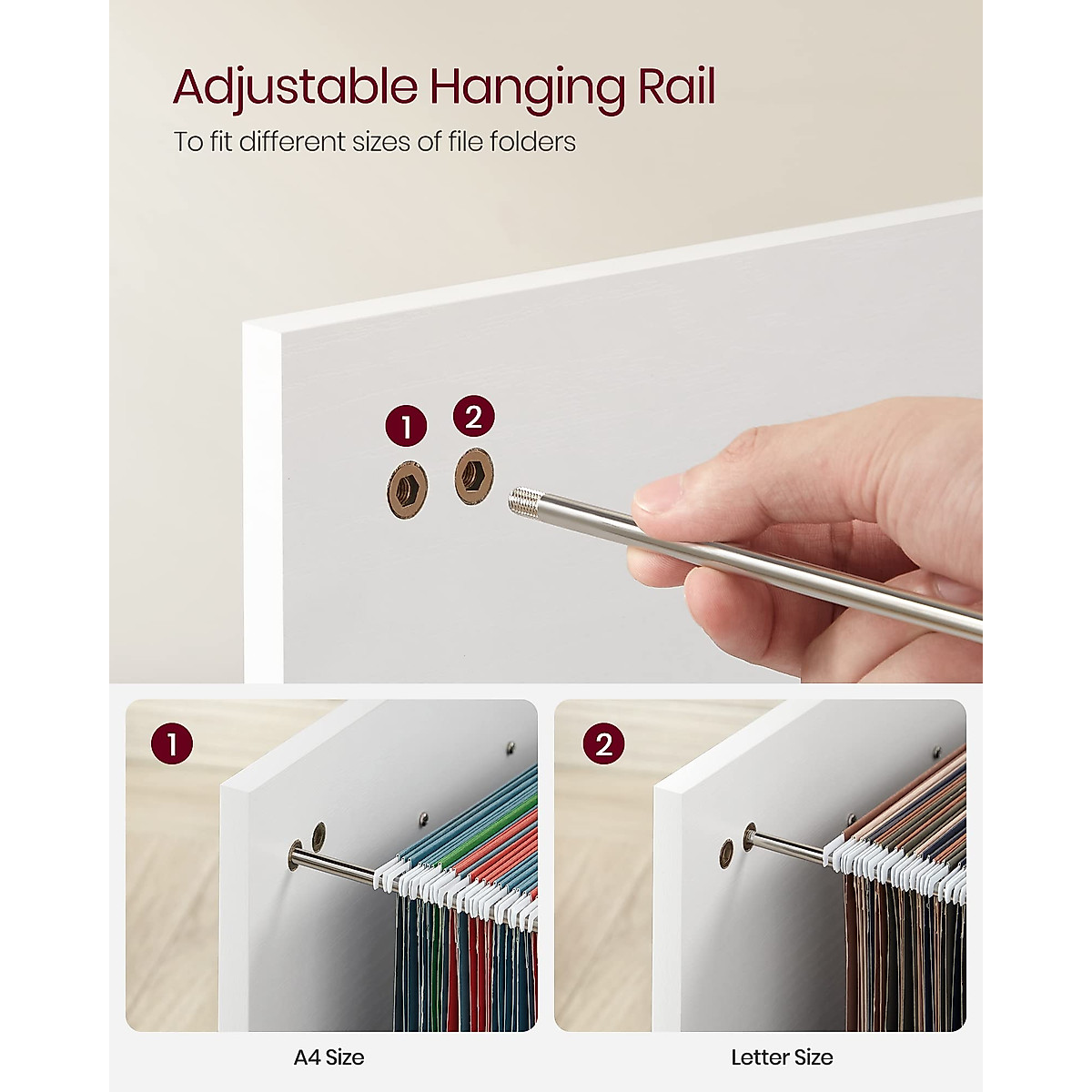 VASAGLE Lateral File Cabinet, Home Office Printer Stand, 3-Drawer Mobile Filing Cabinet with Open Storage Shelves, for A4, Letter-Size Files, White with Wood Grain UOFC041W46