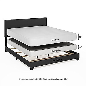 Furinno Pessac Upholstered Bed Frame, Black PU Leather, California King