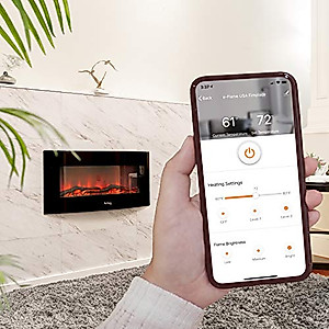 e-Flame USA Sundance Curved Wall Mounted or Freestanding LED Electric Fireplace with Remote - Adjustable, Timer, Remote - 34-inch