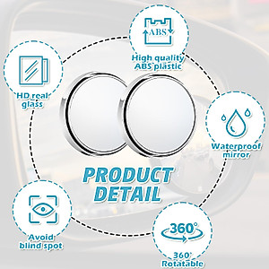 Frienda 6 Pcs 2" Blind Spot Blind Side Mirrors, Convex 360° Wide Rear View Mirrors for Car SUV and Truck(Cute Style)