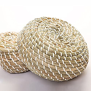 Cabilock Wicker Basket with Lid Mini Straw Hand Large Woven Basket Rattan Storage Basket Box Woven Storage Baskets Small Wicker Baskets