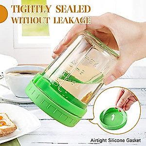 GKOKG 4pcs Overnight Oats Jars with Spoon and Lid (Red)