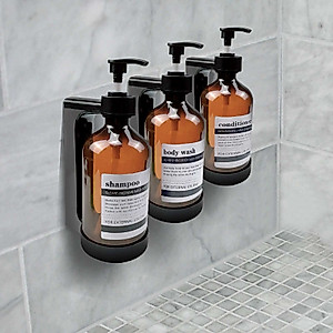 Wall Mounted Shower Soap Dispensers, Modern Shampoo and Conditioner Pump Bottles, Refillable Shower Pump Bottles for Bathroom (3 Pack)