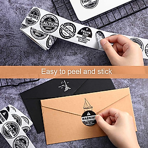 Zonon 600 Pcs Thank You Sticker Roll Small Business Stickers Black and White Warning Stickers Round Cute Thank You for Supporting My Business Sealing Label for Packing,1.5 Inch