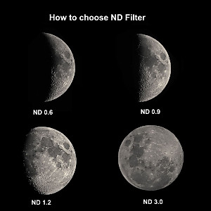 SVBONY SV139 Telescope Filter Moon Filter Kit 1.25 inch ND4 ND8 ND16 ND1000 for Telescope Eyepiece Reduces Moon Glare and Enhances Lunar Crater Details