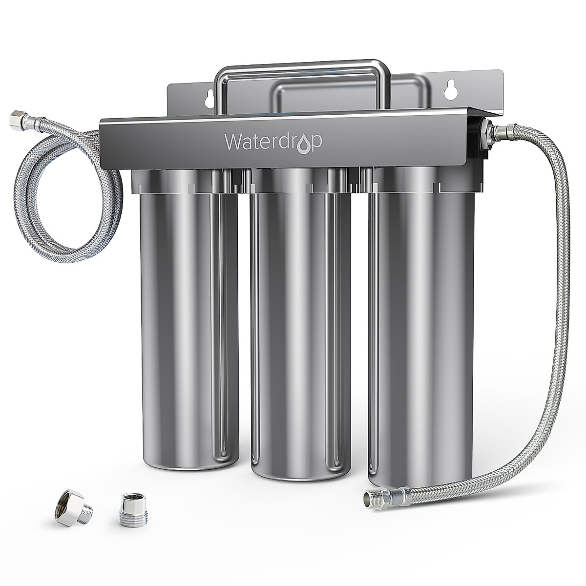 Waterdrop TST-UF 0.01μm Ultra-Filtration Under Sink Water Filter, Stainless Steel, 5X Service Life,Remove 99.99% of Contąminants Larger Than 0.01μm, USA Tech (3 Filter Included)