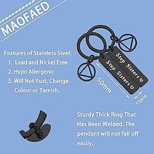 MAOFAED Women Sobriety Gift Addiction Recovery Gift Sisters Recovery gift Step Sisters AA Gift Gift for Her (AA step sister black)