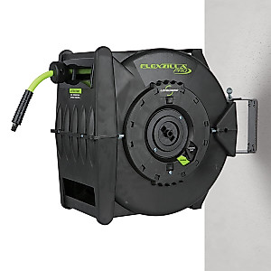 Flexzilla Pro Levelwind Retractable Air Hose Reel, 1/2 in. x 50 ft., Heavy Duty, Lightweight, Hybrid, ZillaGreen - L8335FZ