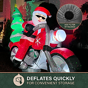 Fraser Hill Farm 7-Ft. Wide Santa on Motorcycle Blow Up Inflatable with Lights, Outdoor Christmas Inflatable Decoration for Lawn and Yard, Giant Festive Holiday Decor