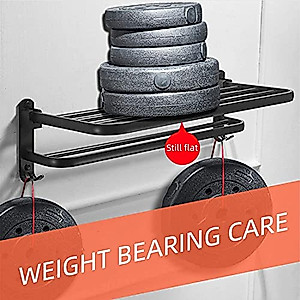 -Shelf Balcony Bathroom Towel Rack Holder,Foldable Towel Rack Alumibathroom Storage Shelf,Wall Mounted Floating Shelves with Towel Hooks and Towel Bar/60Cm(23.6Inch)