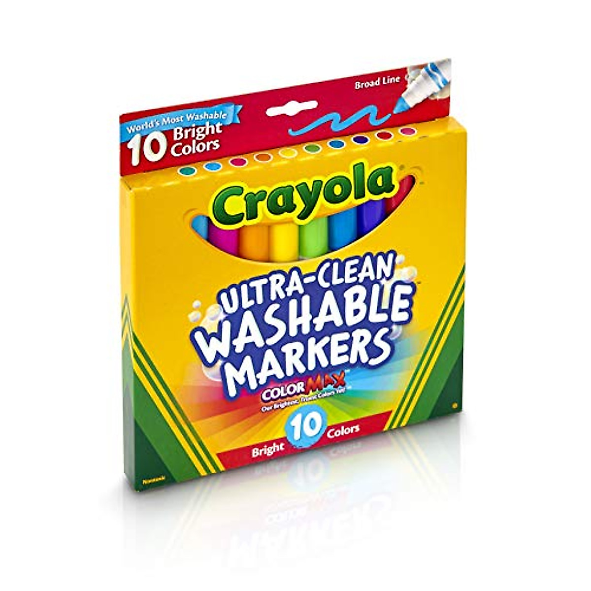 Crayola Ultra Clean Washable Markers (10 Count), Broad Line Markers For Kids, Great For Crafting & School Supplies, Nontoxic