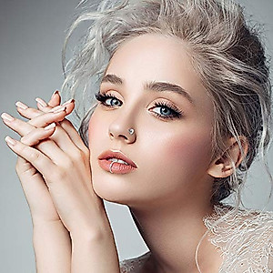 ONESING 40 PCS 20G Nose Piercings Jewelry Nose Rings Hoops Studs Screw 316L L Shaped Stainless Steel for Women Men