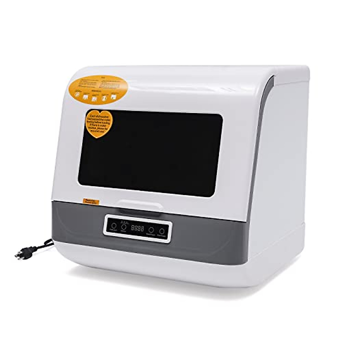 Compact Countertop Dishwasher with Washing 4 Programs, Air-dry Dishes, Build-in LED for Aparments, Dorms and RVs (White)