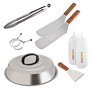 Onlyfire Griddle Accessories Kit, 9PCS Flat Top Grill Accessories Set for Blackstone and Camp Chef, 12" Melting Dome,Grill BBQ Spatulas,Chopper/Scraper, Tongs,Great for Cooking Indoor or Outdoor