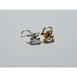18, 20 Gauge sterling silver Frog Earring, nose stud/Jewelry Nose Stud, Silver Nose ring, Nose Piercing, Body Jewelry (18 gauge/silver L bend)