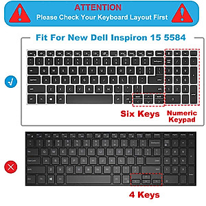 Keyboard Cover for Dell Gaming G15 5510 5515 5520 5521 5525 5530 5535, Inspiron 15 17 7706 7790 7791 7500 7501 7506 7590 7591 3501 3505 3502 5501 5502 5505 5508 5509 5584 5593 5593 5598, Vostro 15