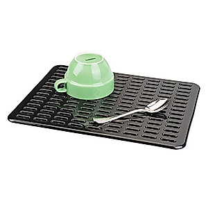 iDesign Syncware Plastic Sink Grid, Non-Skid Dish Protector Mat for Kitchen, Bathroom, Basement, Garage, 12" x 15.75", Black