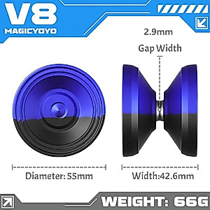 MAGICYOYO V8 Responsive Metal Yoyo for Kids Beginners + Yoyo Glove + 6 Yoyo Strings (Black Blue)