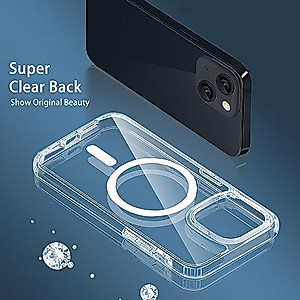 Hsefo Magnetic Case Compatible with iPhone 13 Mini Case, Compatible with MagSafe Wireless Charging, Transparent Anti-Scratch Back Shockproof Protective Slim Thin Phone Case Cover, Clear