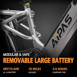 Aipas Electric Bike for Adults, 48V 14.4Ah LG Battery Electric Cargo Bike, 750W Electric Bike, 28 MPH, 50 Miles Long Range Electric Bike, Electric Bike for Two People, 2 Person Electric Bike