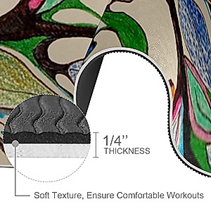 Yoga Mat, Yoga Mats for Home Workout, Workout Mat, Exercise Mats, Pilates Mat, colorful abstract tree leaves pattern