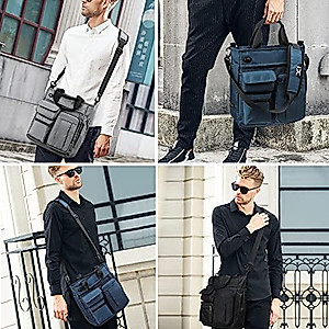 IX INOXTO Mens Messenger Bag Laptop Shoulder Bag Computer Work Office Bag Waterproof Briefcases for Travel Work (black)