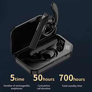 Bluetooth Earphones Suitable for Truck Drivers, Single Ear Bluetooth Earphones with Noise reducing Microphone, Suitable for Driving Business Offices for 120 Hours with Long Battery Life