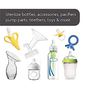 Baby Brezza 4 in 1 Baby Bottle Sterilizer Machine – Largest Capacity Electric Steam Sterilization – Pacifiers, Breast Pump Parts + Universal Sterilizing for All Bottles: Plastic, Glass, Large, Small