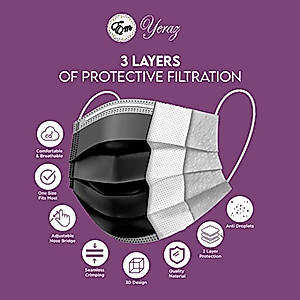 Em Yeraz 100 Disposable Black Face Mask Filter Protection Face Mask,Breathable Men Women and Teens