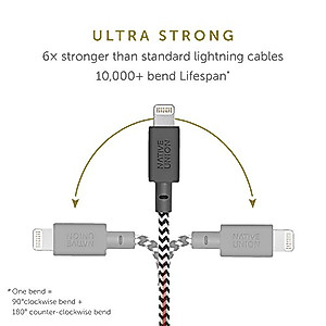 Native Union Belt Cable USB-C to Lightning - 4ft Ultra-Strong Reinforced Charging Cable with Leather Strap [MFi Certified] Compatible with iPhone 14, iPhone 13 and Earlier (Zebra)