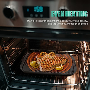 Z GRILLS Cast Iron Griddle 2-in-1 Reversible Grill Pan, Ideal for Gas Stovetop, Campfire, and Oven Cooking, Lightly Pre-Seasoned for Enhanced Flavor, 20-inch