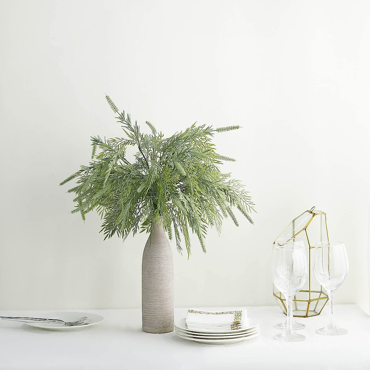 Tableclothsfactory 2 Bushes | 15" Sagebrush Faux Fern Stems, Artificial Plants Greenery Decor - Frosted Green