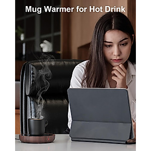SWEETFULL Coffee Mug Warmer, 36W Electric Coffee Cup Warmer for Desk with 3-Temp Settings Advanced Temperature-Controlled Beverage Warmers Heating Plate for Coffee, Milk, Tea, Candle Wax - Wood
