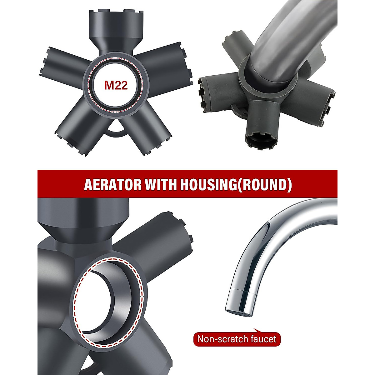 10-in-1 Faucet Aerator Removal Tool Kit, Heavy-duty Aerato Key for Threaded and Housed Aerateors,Fits M16.5 M18.5 M21.5 M22 M24 M28 TT TF STD TJ Sizes, Faucet Tool for Home Repair and Plumbing