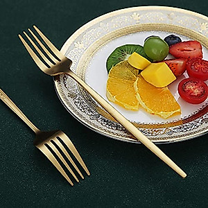 Matt Gold Dinner Forks 6 Piece, Stainless Steel 8.4'' Forks Silverware Set, Dessert Forks, Table Forks, Salad Forks for Home, Kitchen or Restaurant, Dishwasher Safe