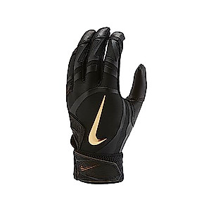 Nike Alpha Huarache Elite Unisex Adult Baseball Batting Gloves (Black/Black/Black/Gold, Medium)