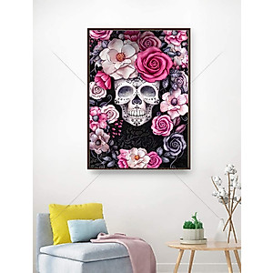 YNC DIY Square Diamond Painting Skull Flower for Adult Full Drill Paint with Diamonds Kits 5D Diamond Art for Wall Decor-YNC001 (red)