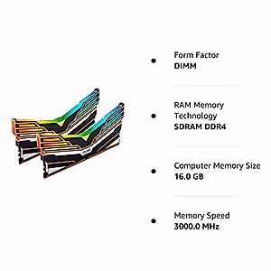 OLOy DDR4 RAM 16GB (2x8GB) Warhawk Aura Sync RGB 3000 MHz CL16 1.35V 288-Pin Desktop Gaming UDIMM (MD4U0830160BE0DA)