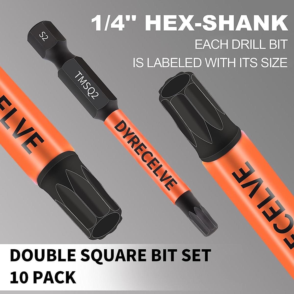 10-Pack 8 Point Star Bit - Professional 8 Point Torx Bit (Magnetic Heads & Hex Shank) - Double Square Bit Set Made of Premium S2 Alloy Steel - 8 Point Star Bit for Trailer - Sizes #1, #2 and #3