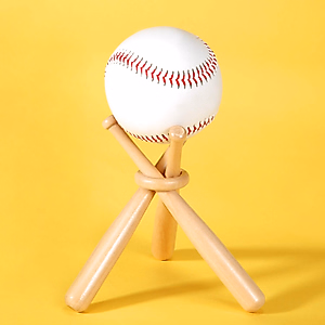 Honoson 1 Pack Baseball Stand Baseball Holders for Balls Display Baseball Bat Wooden Display Stand Holder Display Baseball Centerpieces for Tables for Kids and Sports Lover (Wood Color)