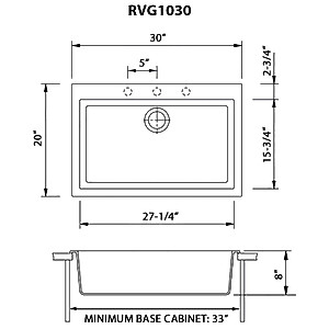 Ruvati 30 x 20 inch Drop-in Topmount Granite Composite Single Bowl Kitchen Sink epiGranite - Arctic White - RVG1030WH