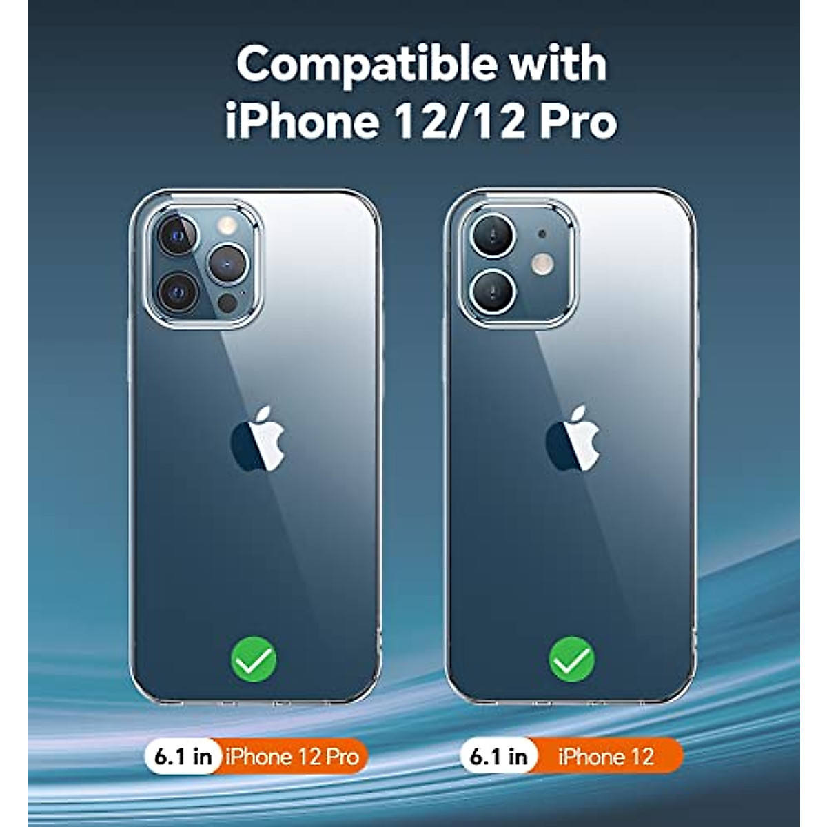 Elando for iPhone 12 Phone Case/iPhone 12 Pro Phone Case, Anti-Yellowing Clear Phone Case, Super Slim Phone Case (0.39" Added) - Crystal Clear