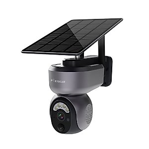 PORTOCAM Security Camera Outdoor, Pan Tilt 360°View Solar Battery Powered Rechargeable Wireless Spotlight Security System, 1080P Full-Color Night Vision, 2-Way Talk, Motion Detection, and Cloud S30