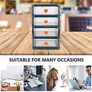 BESPORTBLE Desktop Storage Cabinet Small Multi- Layer Drawer Storage Box Sundries Classification Decorative Dressing Boxes (Green, 4 Drawer)