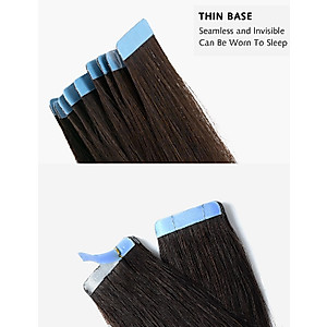 ROSEBUD Tape in Hair Extensions REMY Human Hair, Secure Skin Weft Hair Extensions Seamless 40g/Pack 20Pcs 10 Inch Jet Black Natural