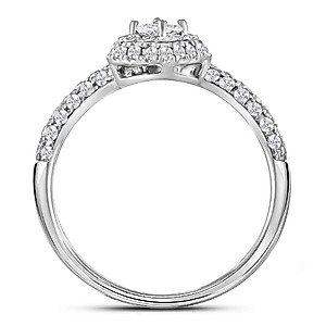 Dazzlingrock Collection 14kt White Gold Womens Princess Diamond 2-stone Bypass Bridal Wedding Engagement Ring 1.00 ctw