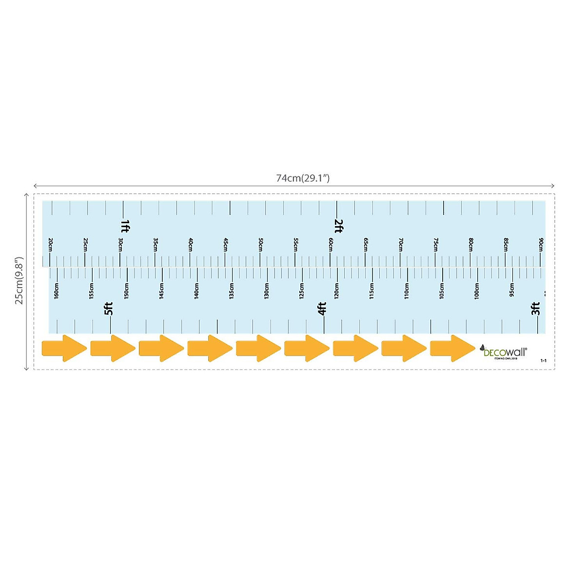 DECOWALL DWL-2018 Height Growth Chart Wall Stickers Wall Decals Peel and Stick Removable Wall Stickers for Kids Nursery Bedroom Living Room