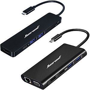 Hiearcool USB C Hub, Adapter USB C Dongle for MacBook Pro, 7 in 1 USB C to HDMI Multi-port Adapter,USB-C Laptop Docking Station,11 in 1 Triple Display Type C Adapter Compatible for MacBook and Windows