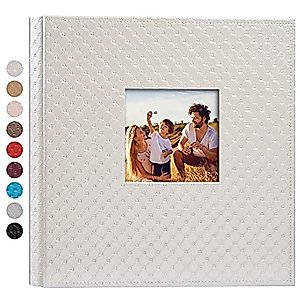 Mublalbum Leather Photo Album 4x6 600 Photos Large Capacity Picture photo Book with 600 Horizontal and Vertical Pockets for Baby Wedding Anniversary Family (White)