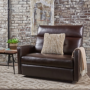 Christopher Knight Home Halima Leather 2-Seater Recliner, Brown, 37. 01 x 46. 46 x 39. 96 inches